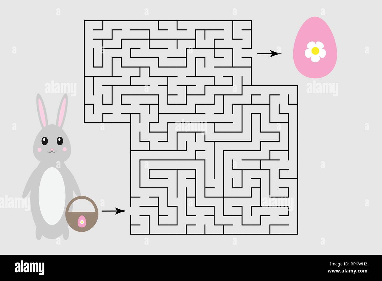 Jeu labyrinthe de Pâques, aide le lapin à trouver un moyen de sortir du ...