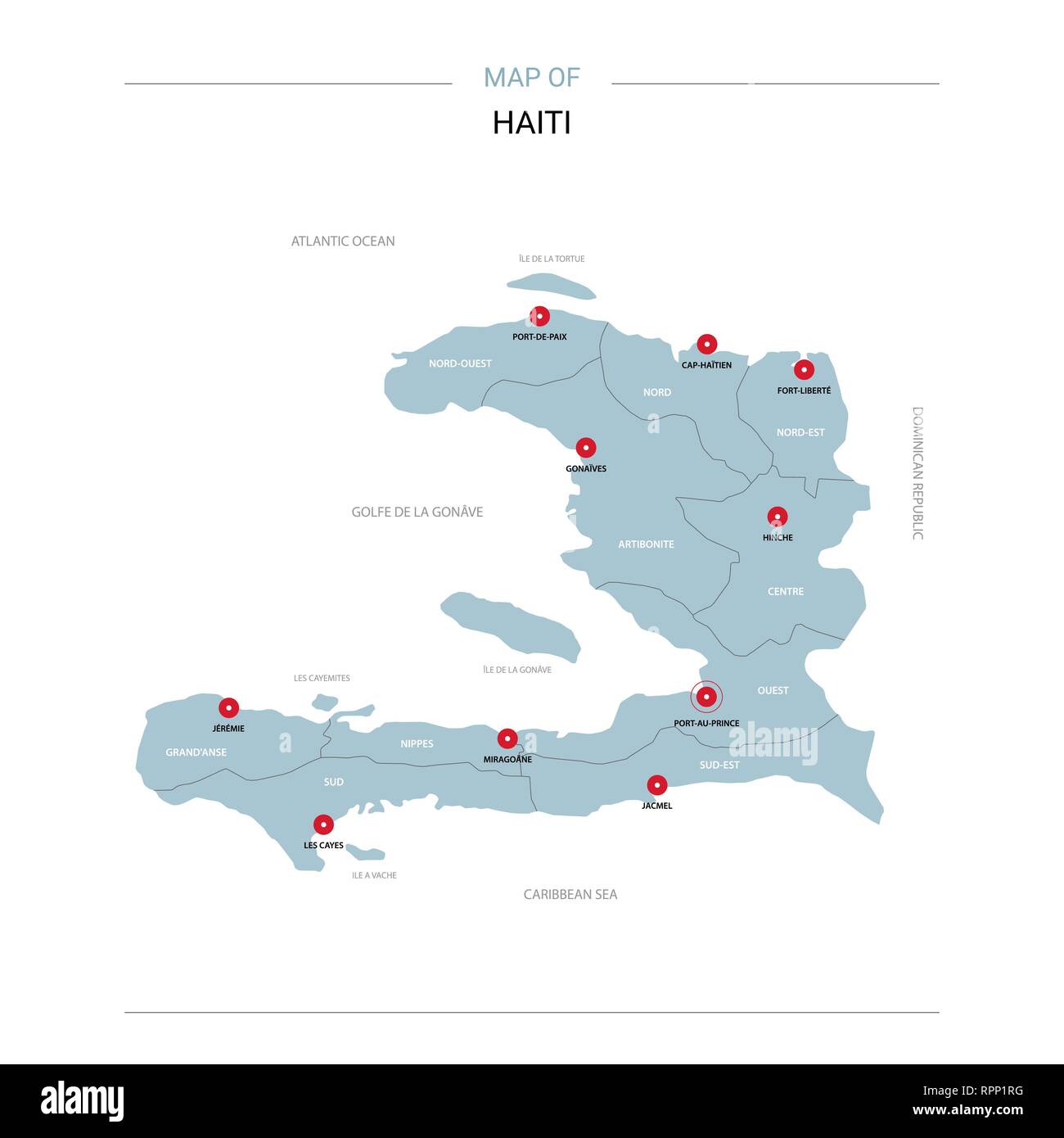 Mapa de haiti y sus ciudades Banque d'images détourées - Alamy