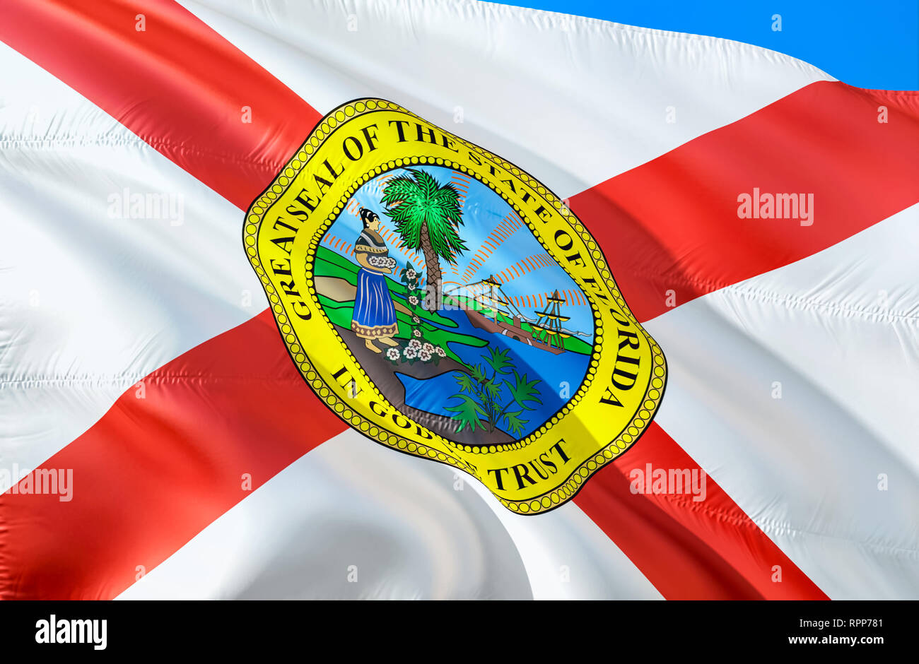 Drapeau de la Floride. Forme 3D USA drapeau design. Le symbole national ...