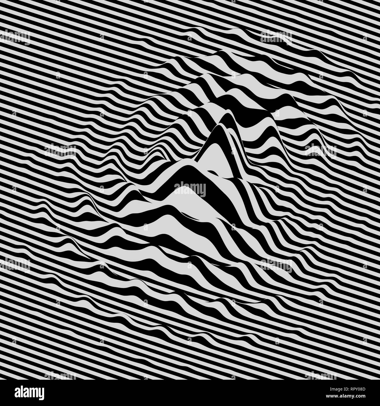 Fond d'onde. Effet visuel dynamique. Distorsion de la surface. Modèle ...