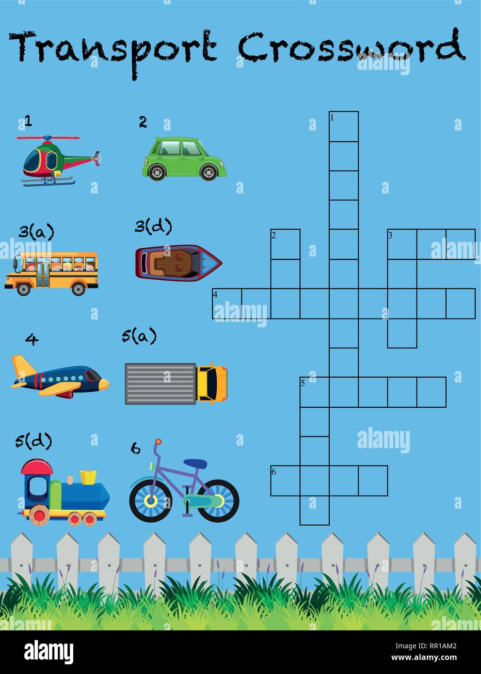 Un modèle de jeu de mots croisés transport illustration Image ...