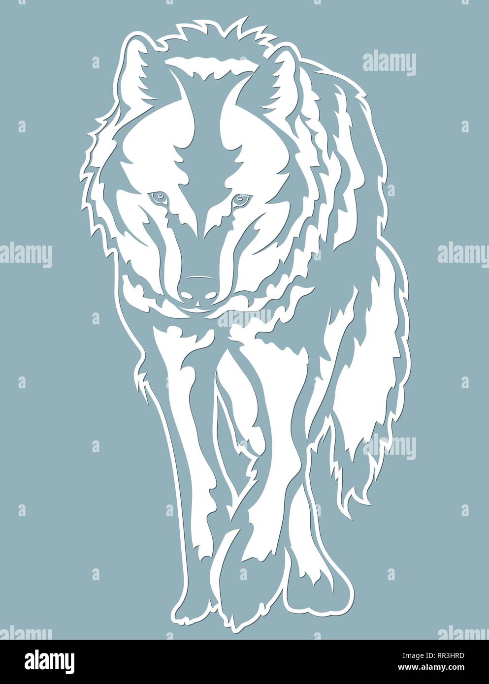 Illustration vecteur de loup. Loup de papier autocollant. Coupée au ...