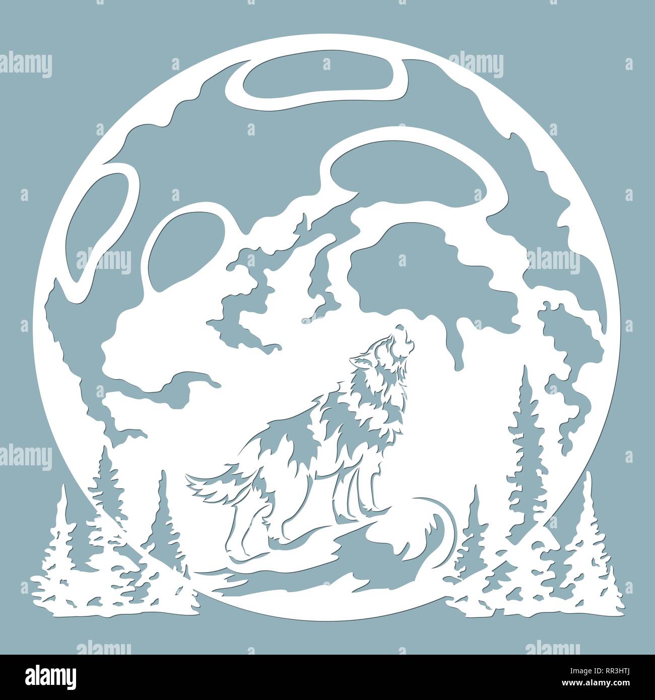 Le loup hurle à la lune. Vector illustration. Loup de papier ...