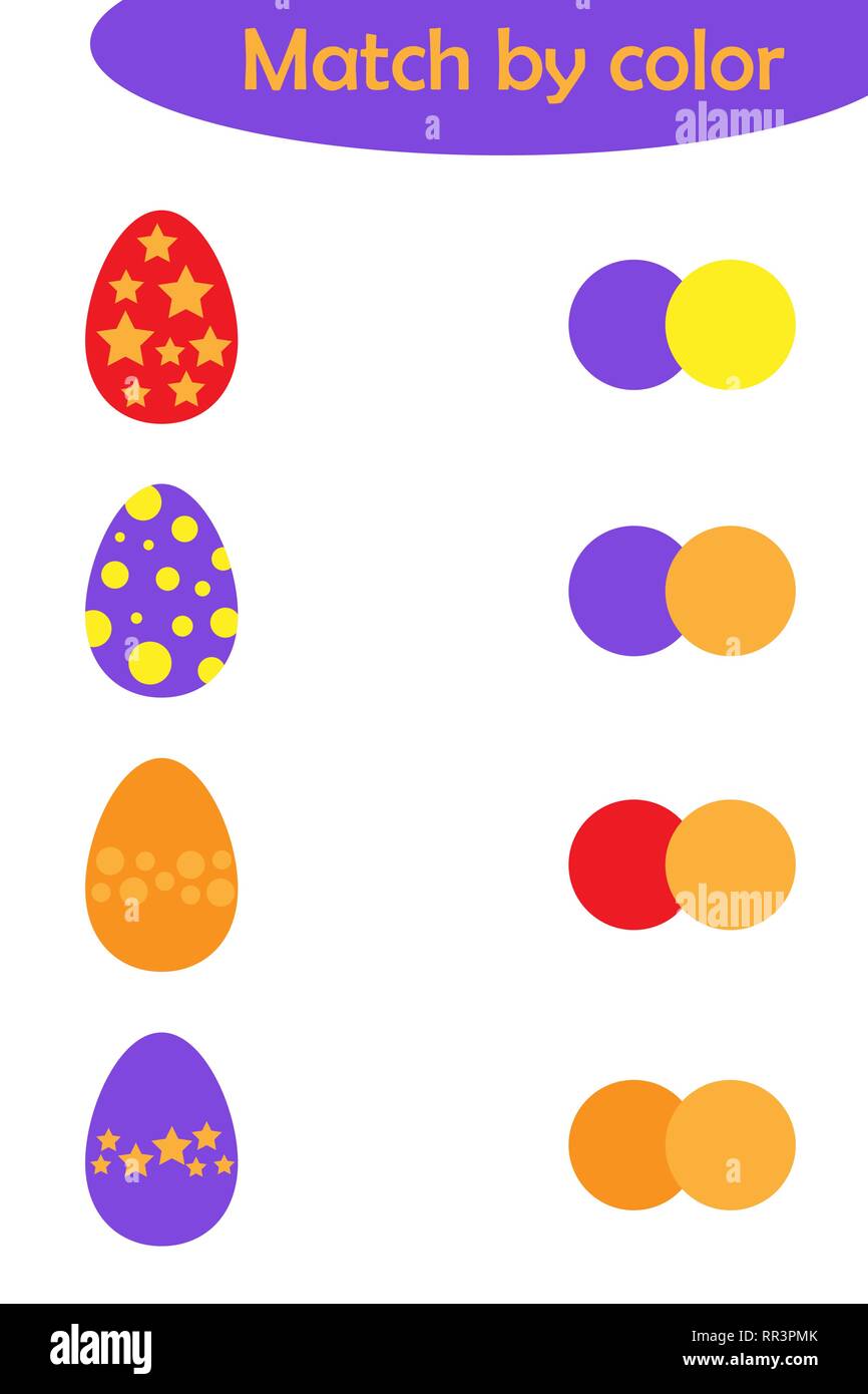 Jeu d'association pour les enfants, connectez les oeufs de Pâques ...