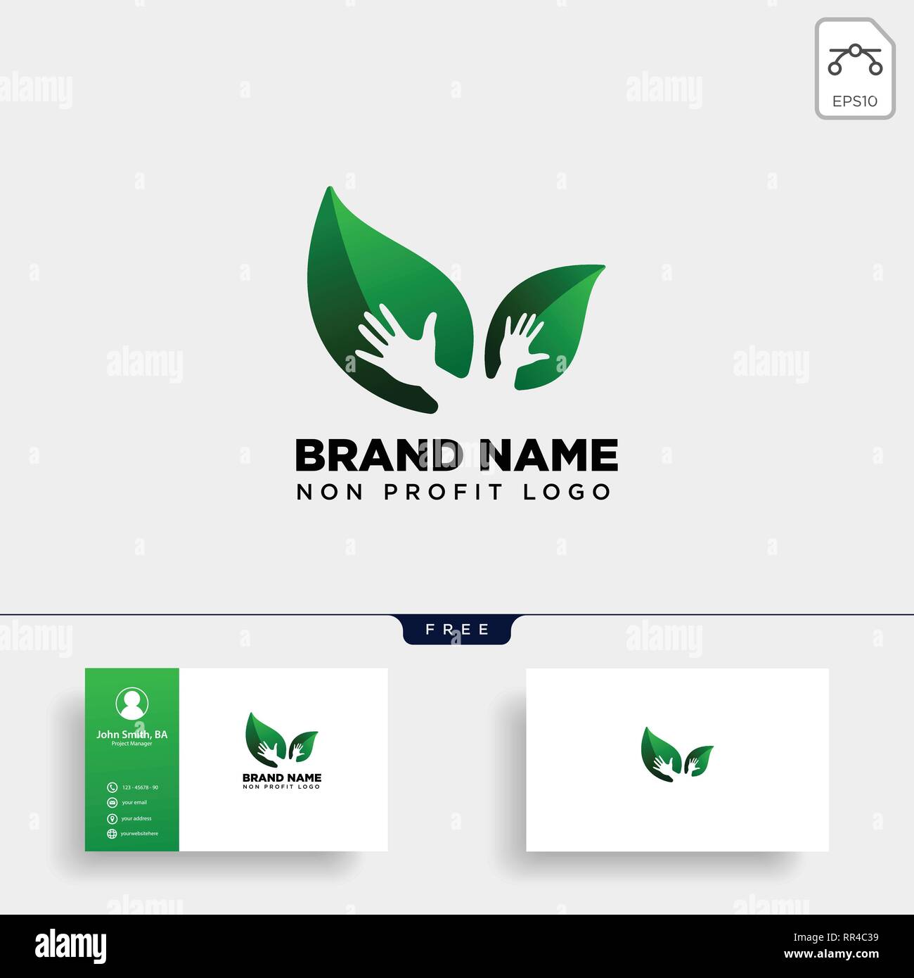 Eco leaf hand care modèle logo icône illustration vectorielle élément ...