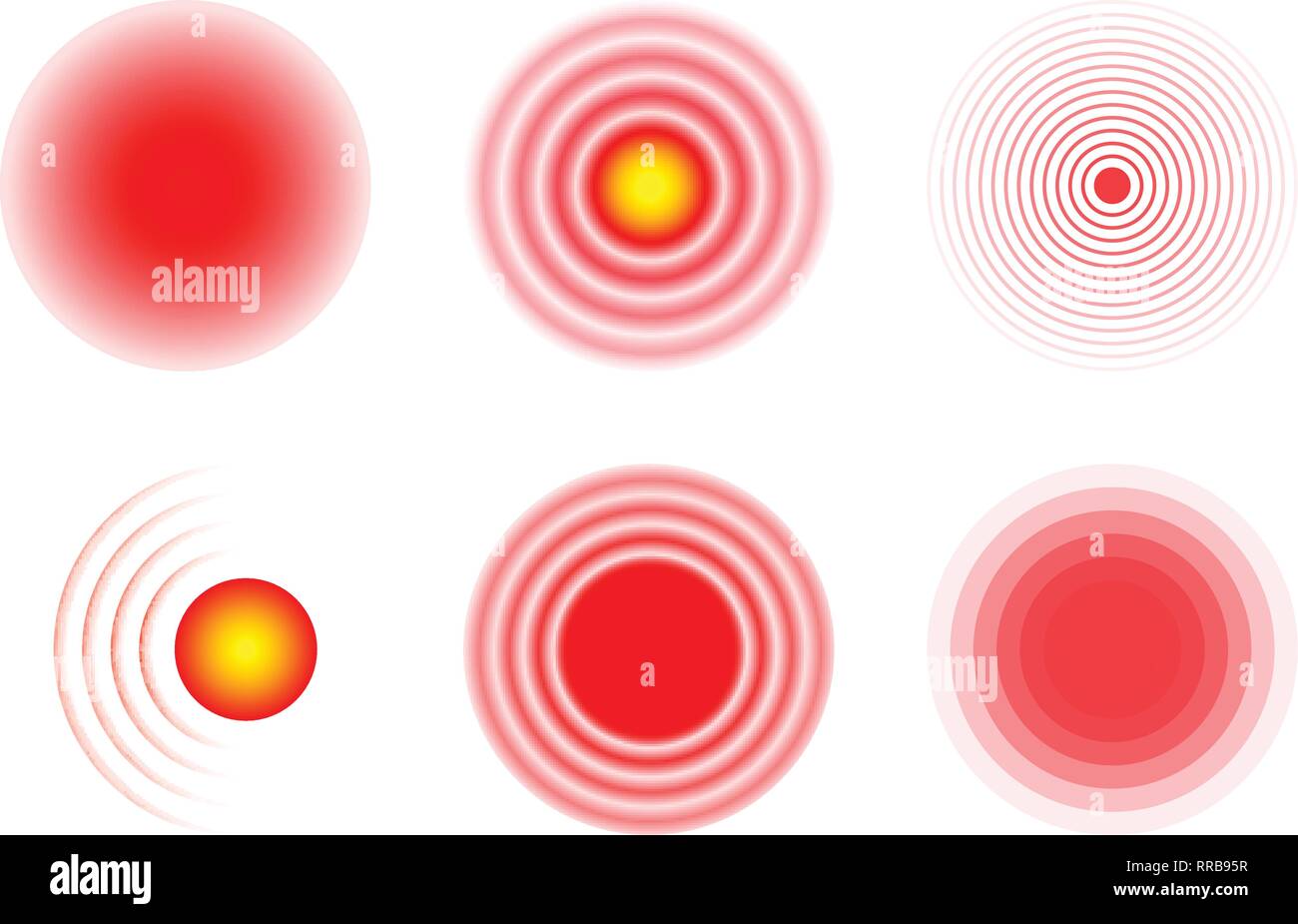 La concentration de la douleur d'icônes. Les cercles rouges et ...