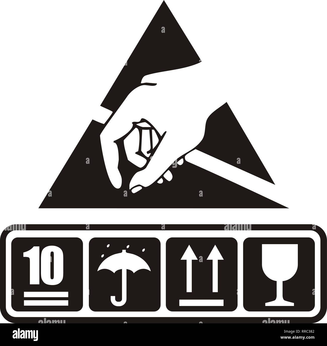 Emballage fragile ou symboles. Des signes de fragilité noir sur fond ...