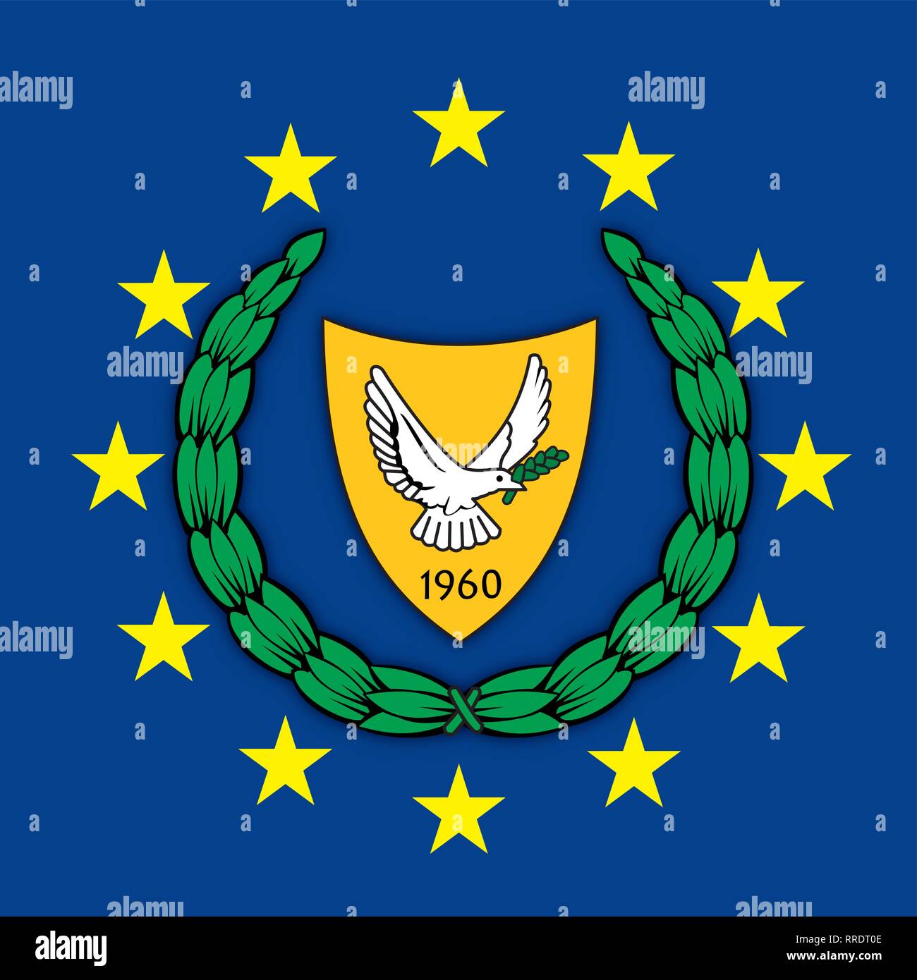 Chypre armoiries sur le drapeau de l'Union européenne, vector ...