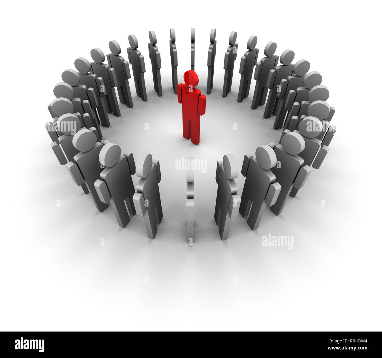 Concept 3D illustration d'un cercle de personnes icône debout dans un ...
