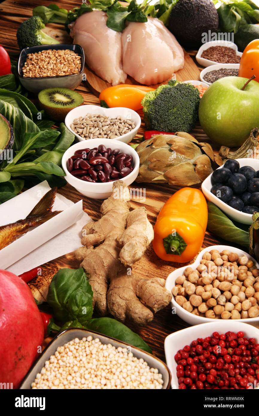 L'alimentation saine manger propre sélection. les fruits, légumes ...