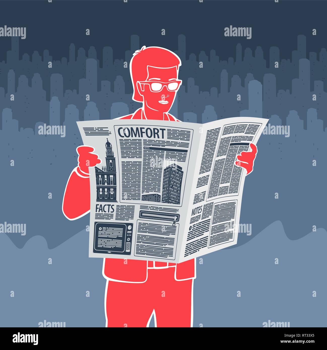 Homme lit le journal Banque d'images vectorielles - Alamy