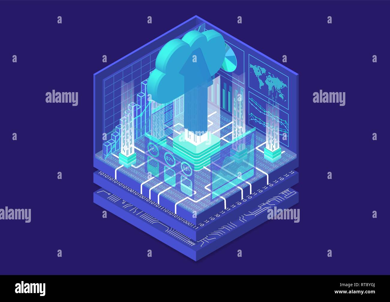 La migration Cloud concept avec symbole de nuage flottant et flèche de ...