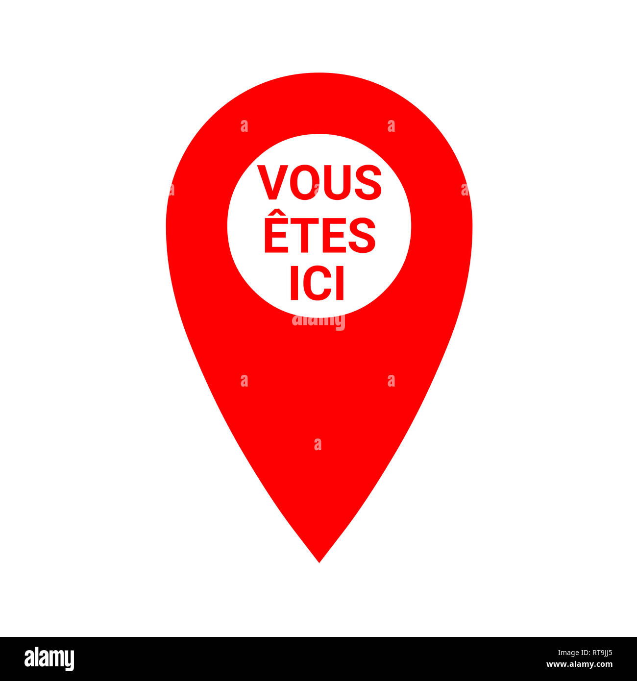 Pointeur de carte rouge avec texte Vous êtes ici en langue française ...