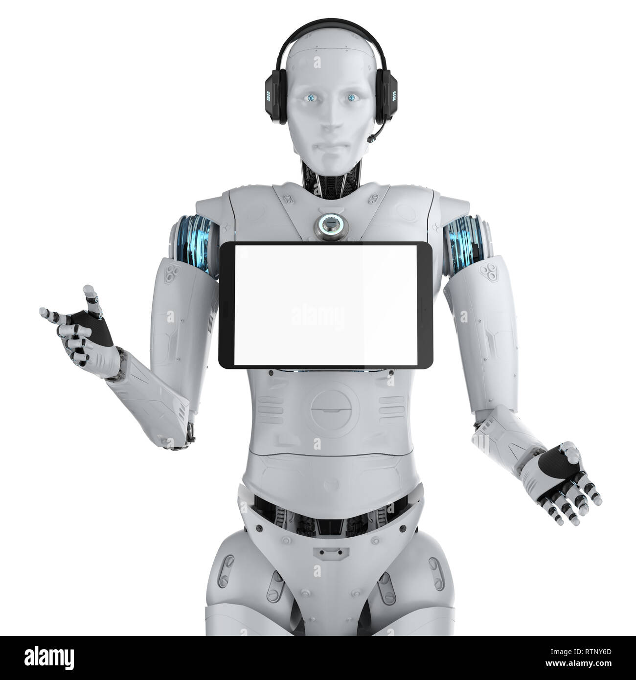 Concept assistant Robot avec rendu 3D robot humanoïde avec tablette ...