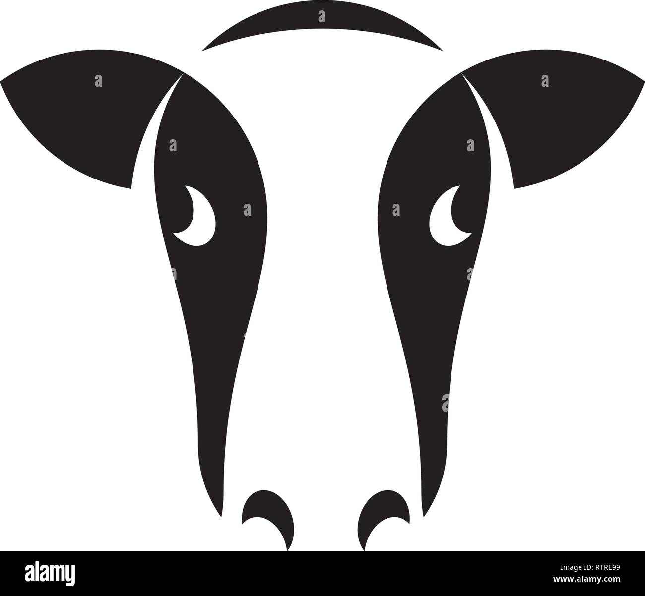 Logo vache symbole icône noire face vecteur conception Image ...