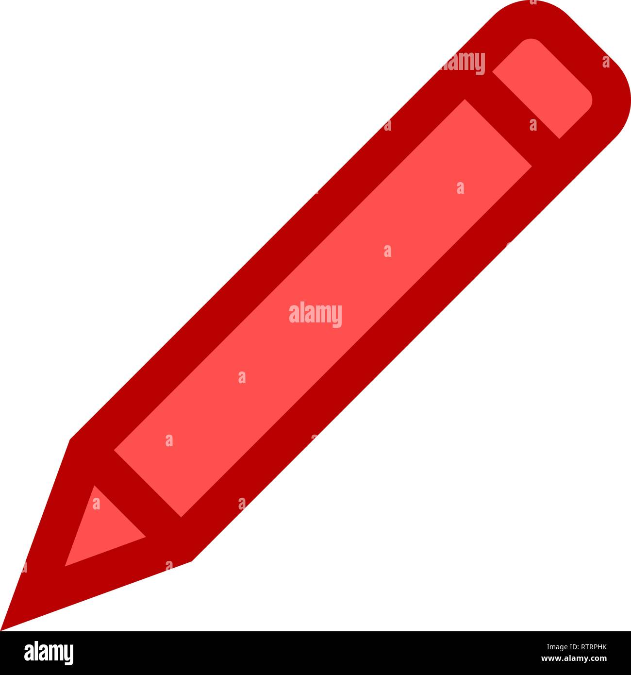 Icône symbole Crayon - red simple avec contours, isolé - vector ...