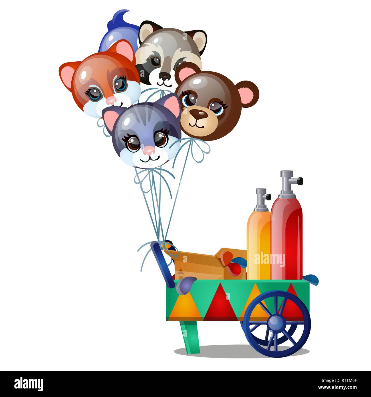 Une série de ballons à l'hélium sous la forme de visages d'animaux ...