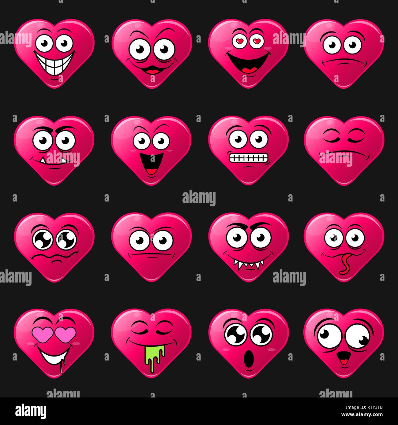 Heureux symbole coeur rouge Emotions icônes vector illustration Image ...