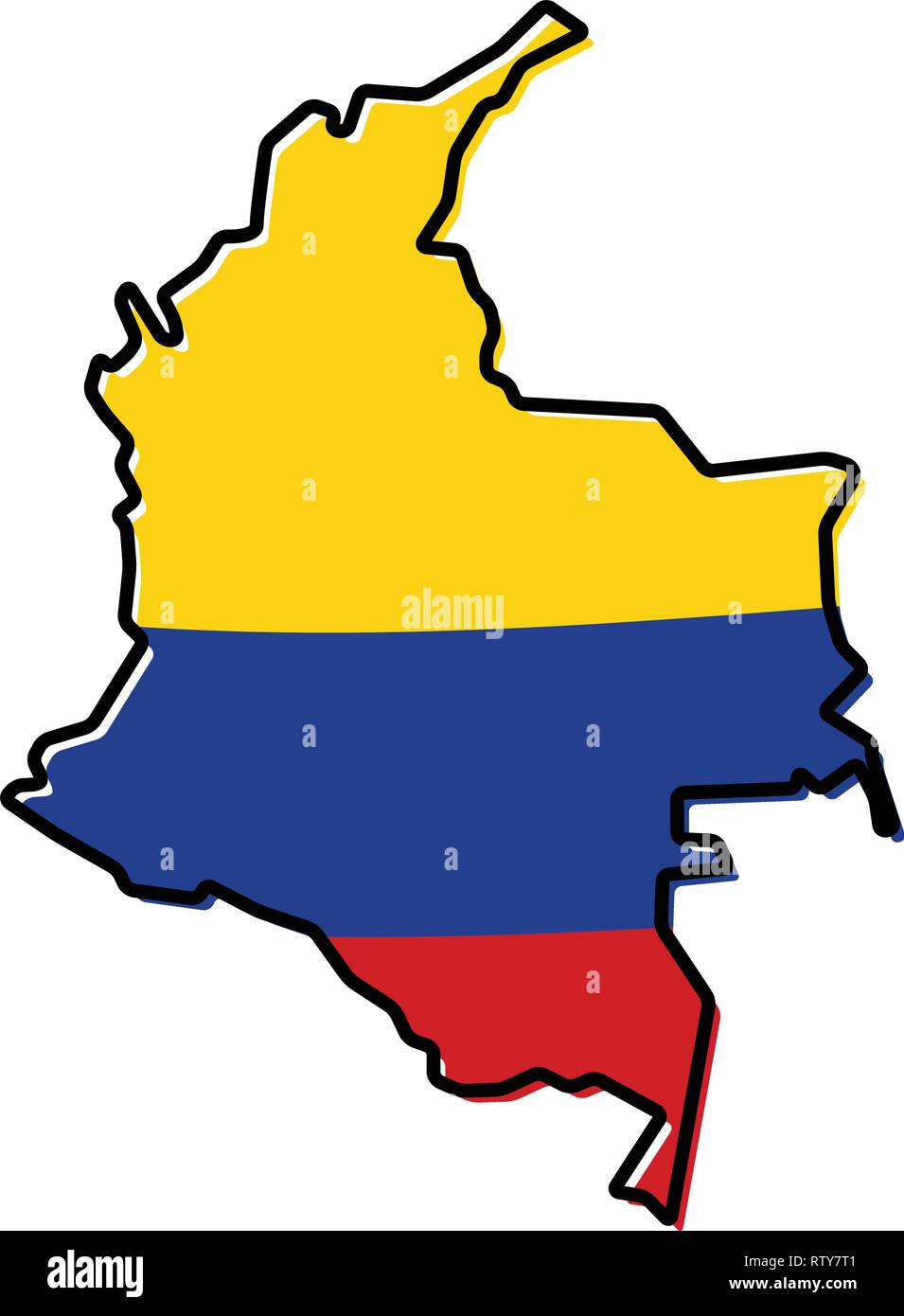 Carte de contour de la colombie Banque d'images vectorielles - Alamy