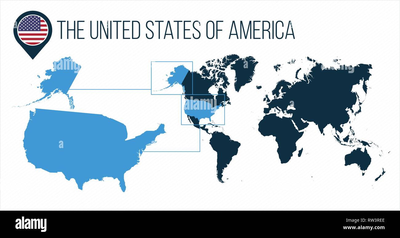 Les États-Unis d'Amérique USA localisation situé sur une carte du monde ...
