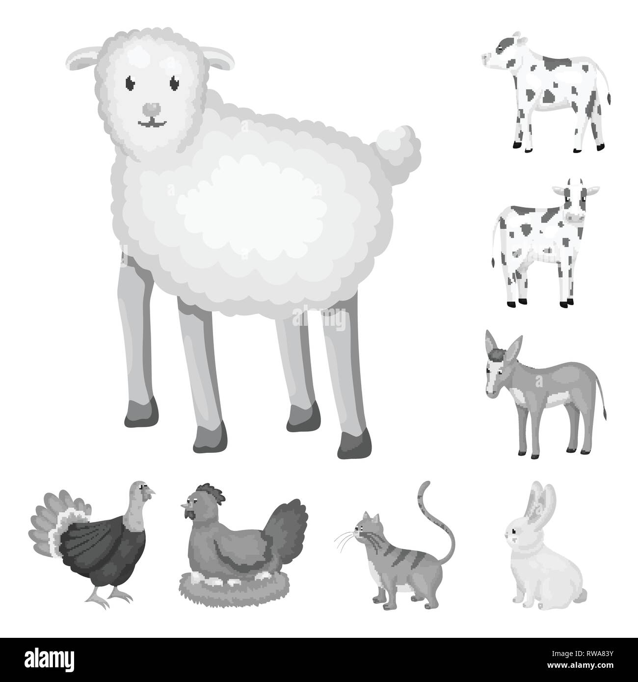 Les moutons, ânes,vache,Turquie,hen,chat,lapin,anima,veau,génisse ...