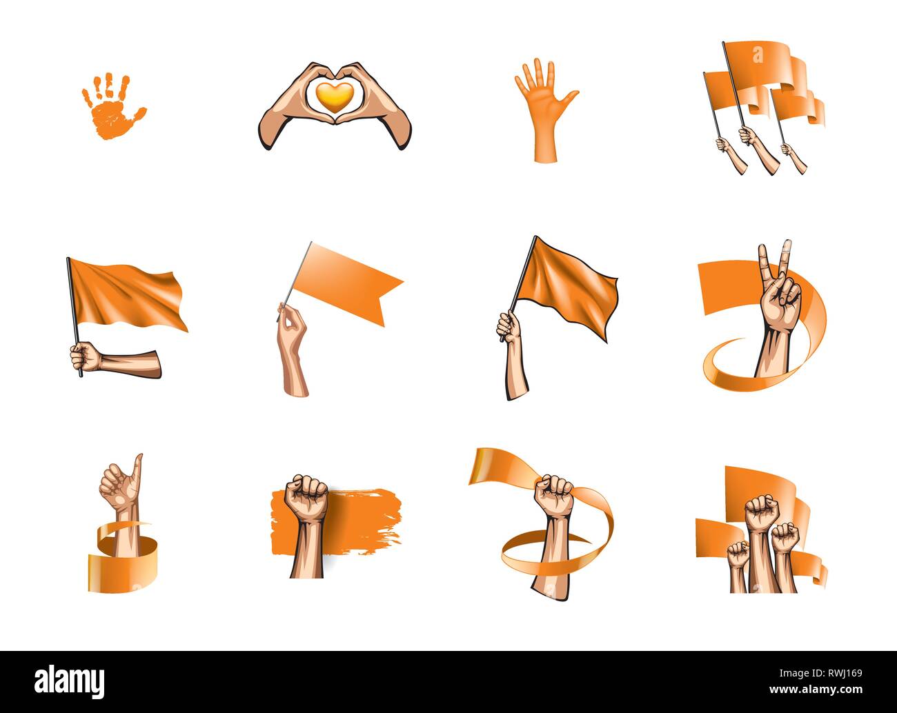 Drapeau Orange et part sur fond blanc. Vector illustration Image ...