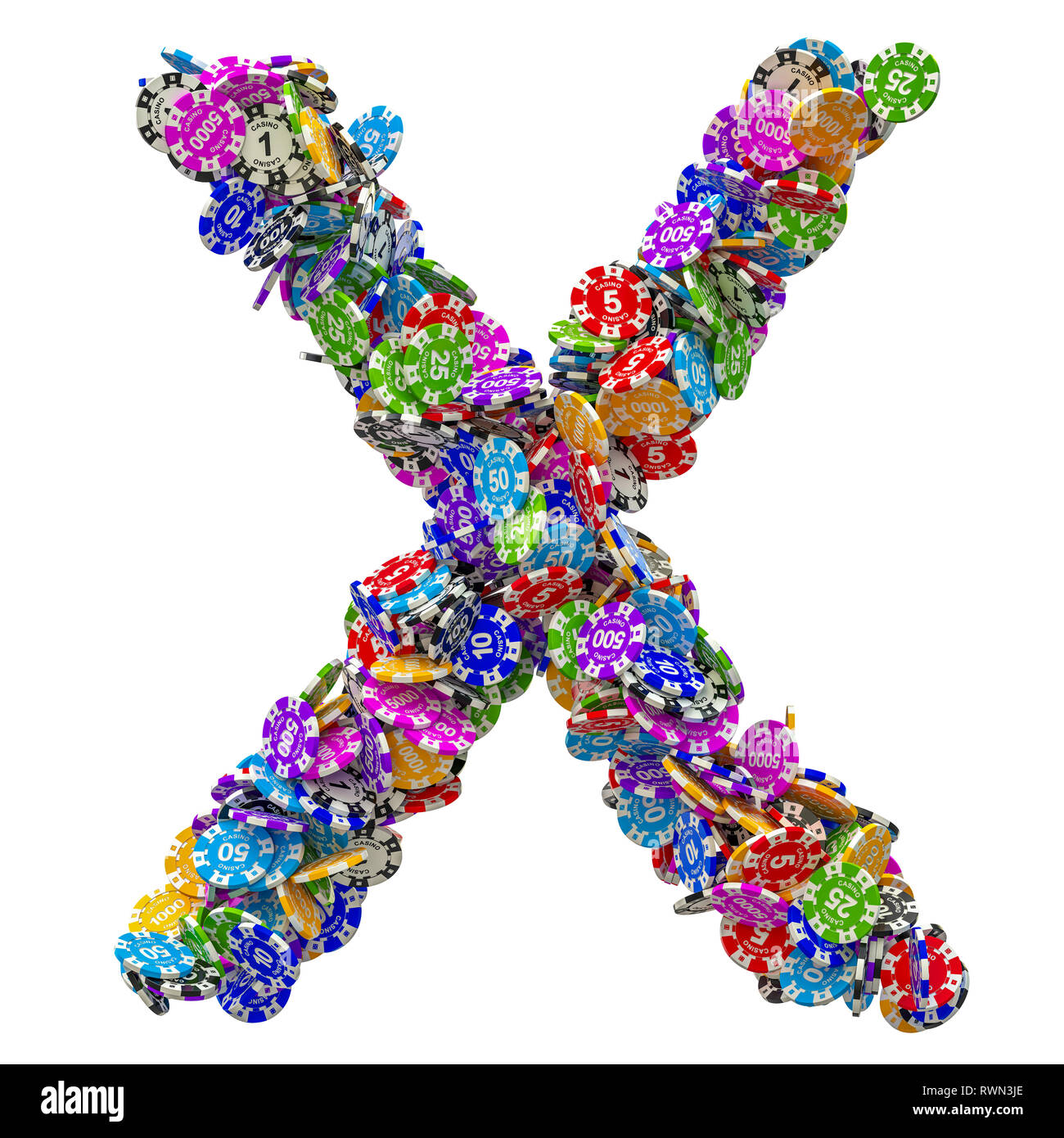 Lettre de l'Alphabet X de jetons. Le rendu 3D isolé sur fond blanc ...