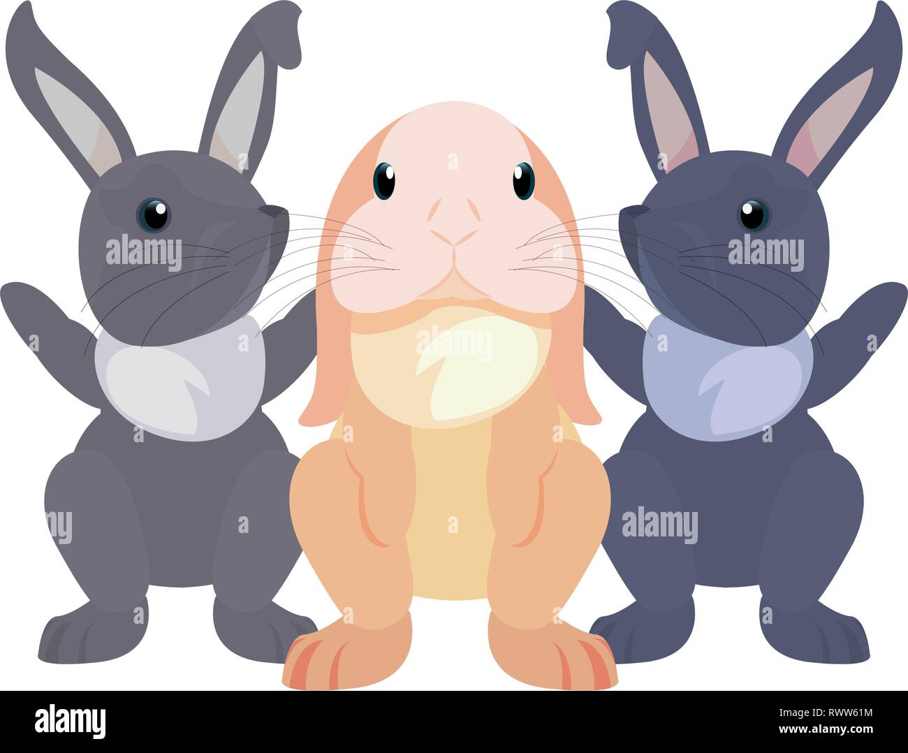 Les lapins cute cartoon sur fond blanc vector illustration Image ...