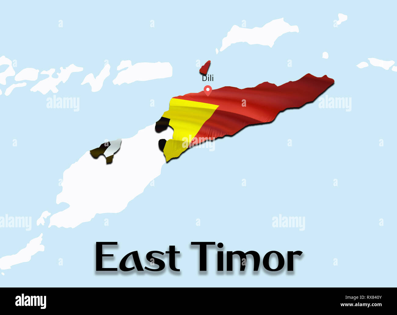Carte Drapeau du Timor oriental. Le rendu 3D le Timor oriental la carte ...