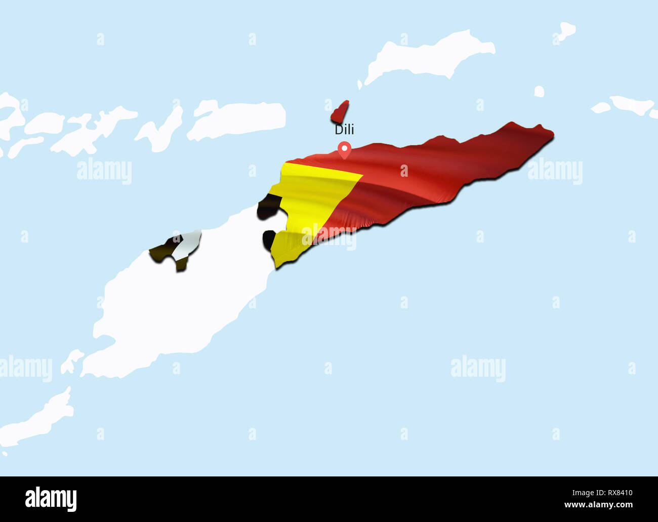 Carte Drapeau du Timor oriental. Le rendu 3D le Timor oriental la carte ...