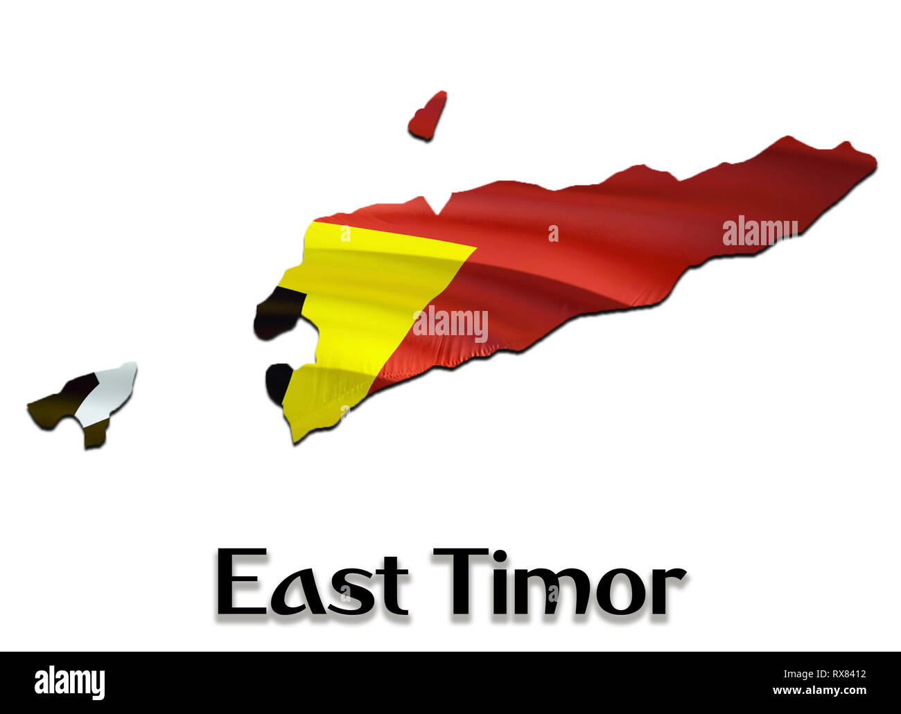 Carte Drapeau du Timor oriental. Le rendu 3D le Timor oriental la carte ...