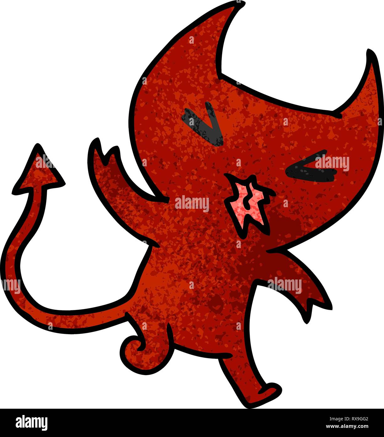 Illustration d'un dessin animé texturé kawaii cute daemon Image ...