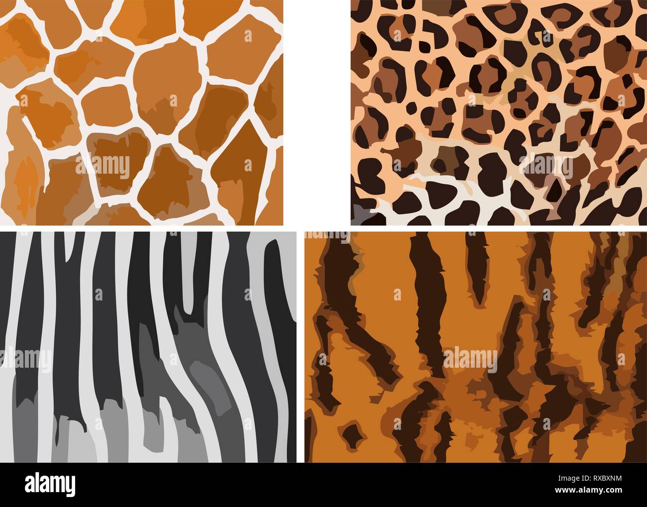 La peau animale textures graphiques - girafe, guépard, le zèbre et le ...