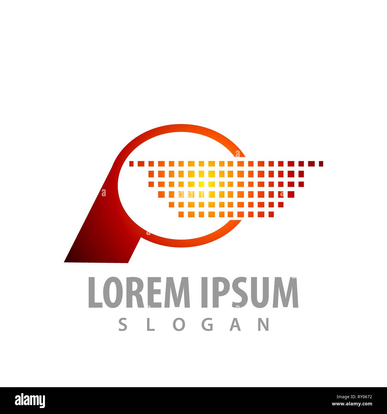 Lettre P pixel numérique concept logo design. L'élément de modèle ...
