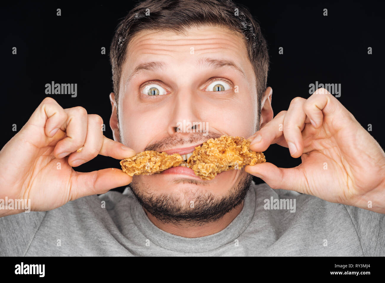 Homme Noir Mangeant Du Poulet Gif