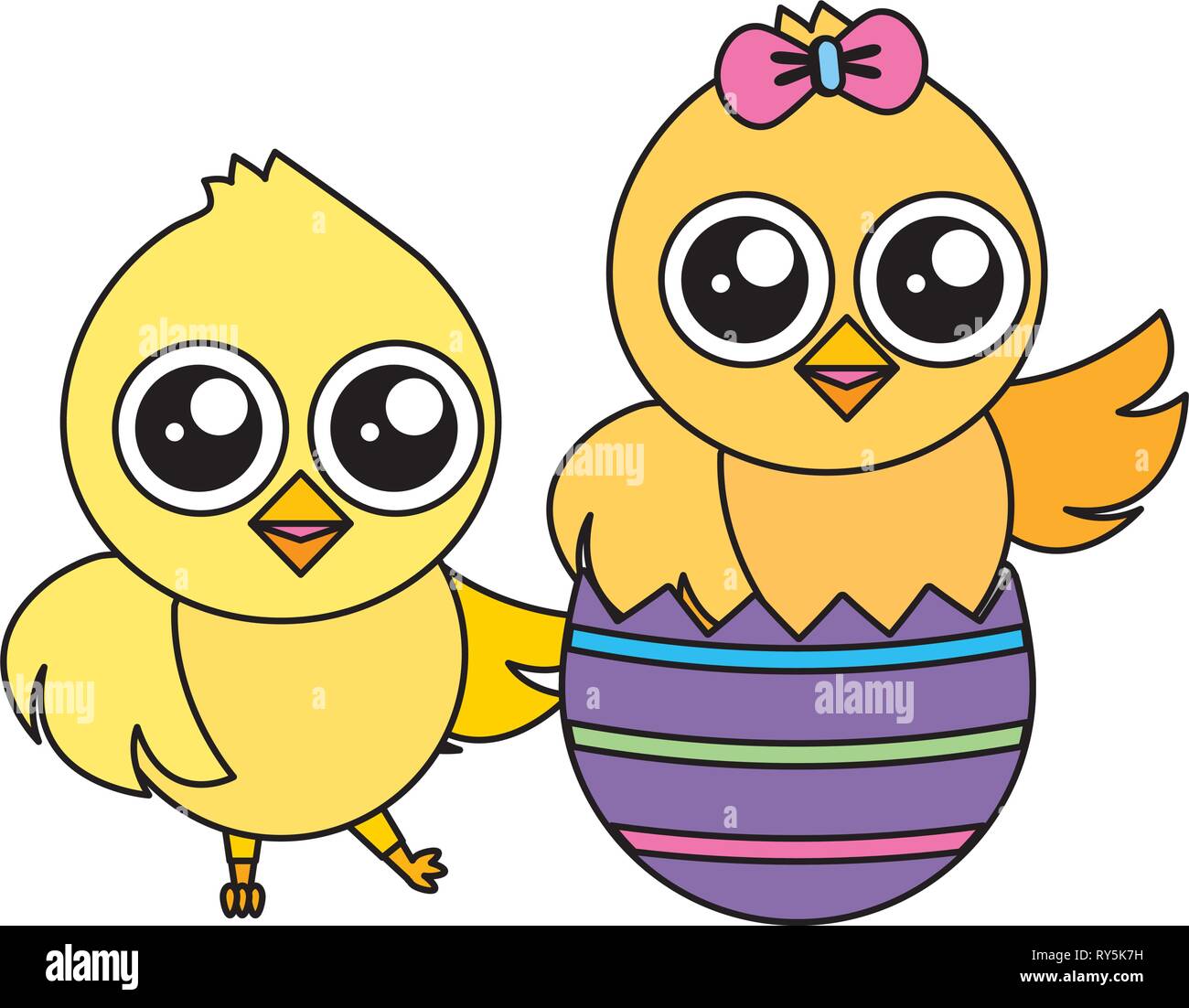 Joyeux poussin Banque d'images vectorielles - Alamy