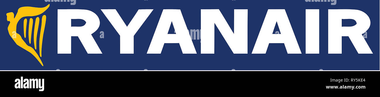 Logo de la compagnie aérienne irlandaise Ryanair basée à Dublin ...