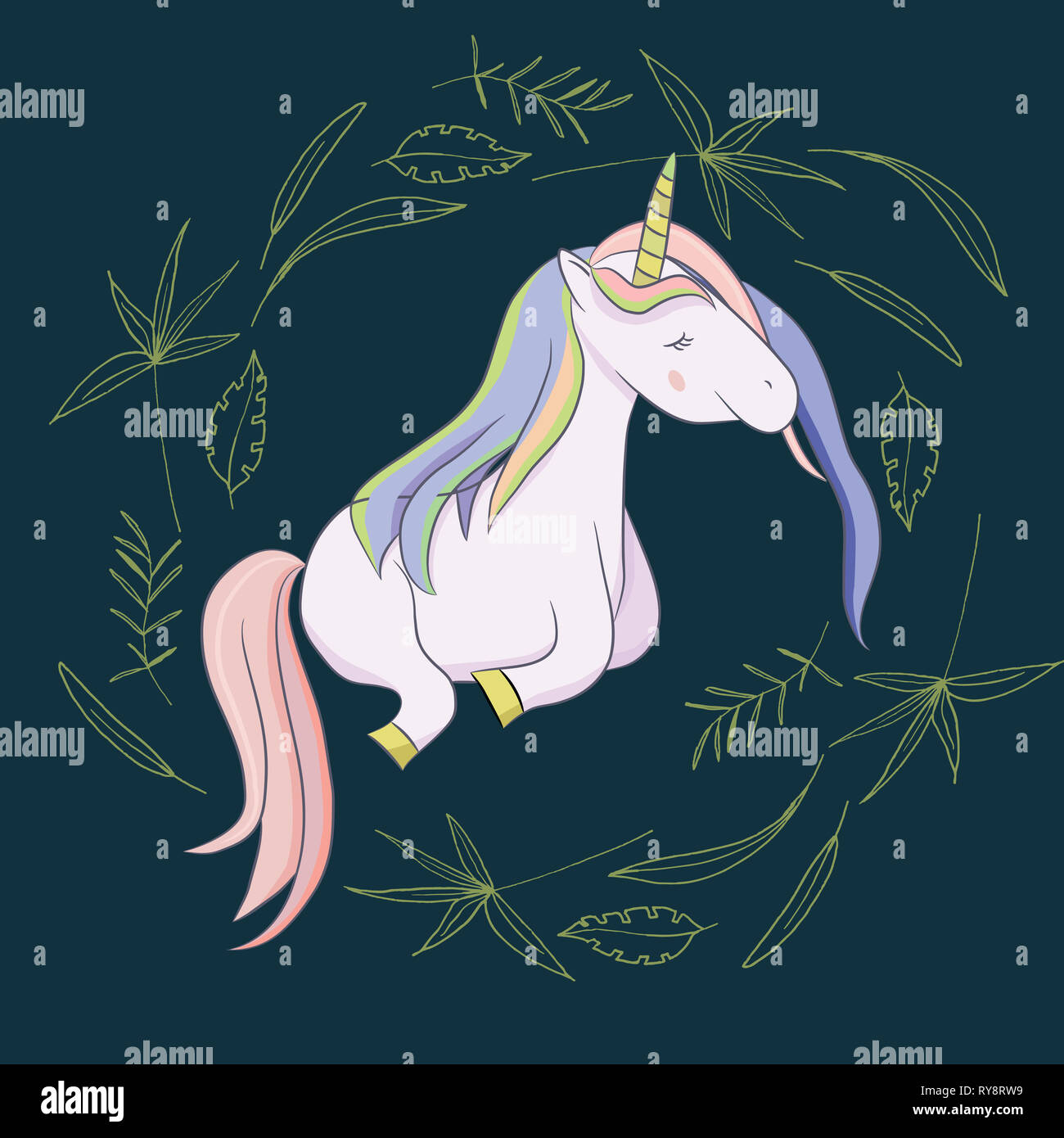 Illustration avec un animal magique licorne. illustration Photo Stock ...