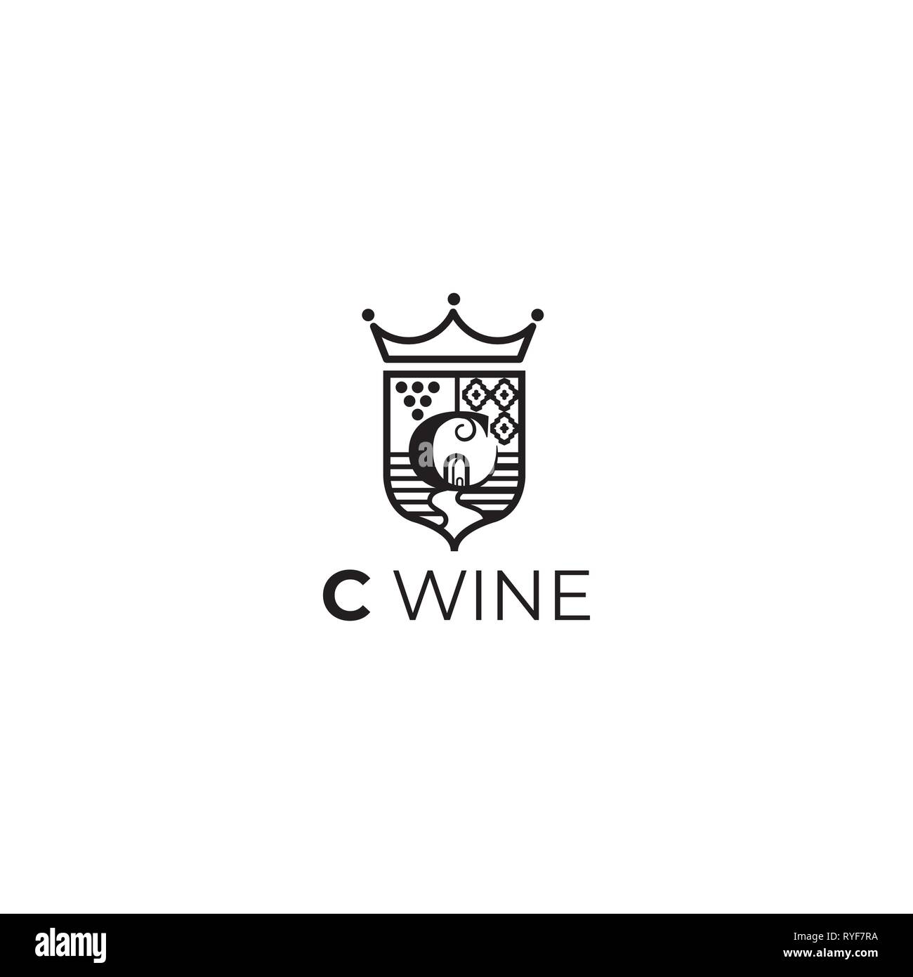 Logo vectoriel du vin. Winery emblème. Élément étiquette de vin. Blason ...
