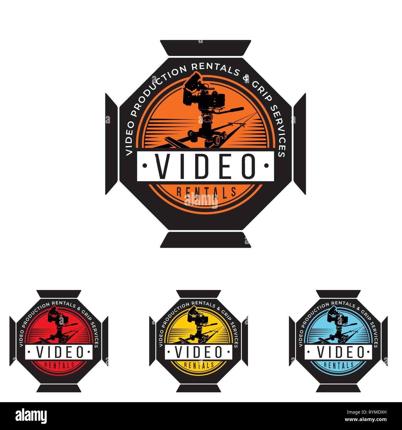Logo de la vidéo. Emblème de la production vidéo. Locations de vidéos ...