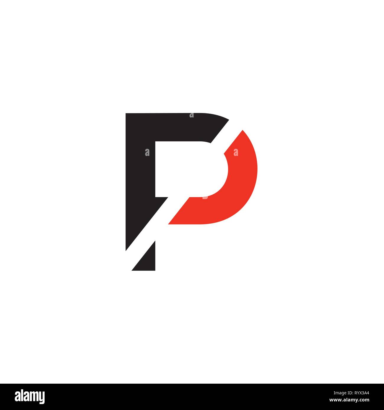 P logo rouge et noir Banque de photographies et d’images à haute ...