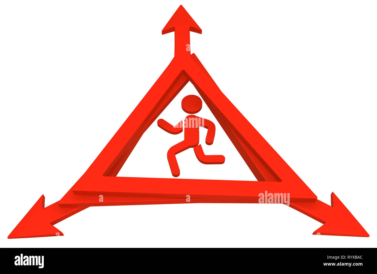 L'exécution symbolique du triangle rouge figure avertissement arrows ...