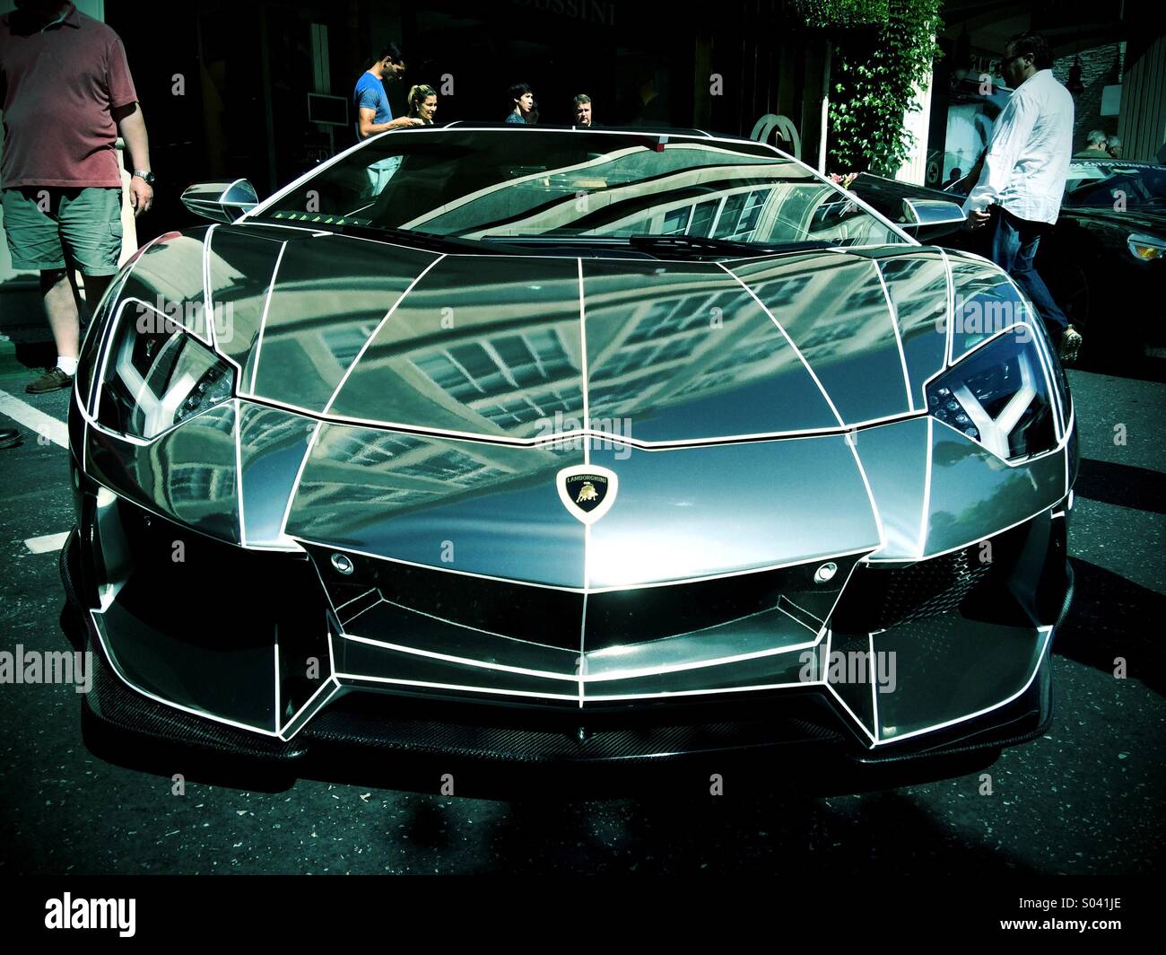 Custom Chrome Tron Lamborghini Aventador Photo Stock - Alamy
