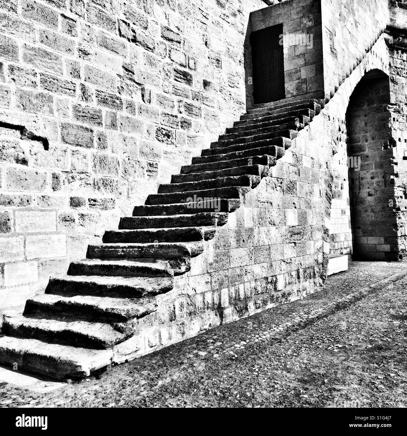 Muros de piedra romana Banque d'images noir et blanc - Alamy