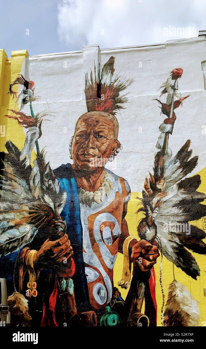 Native American art mural à Hot Springs en Arkansas Photo Stock - Alamy