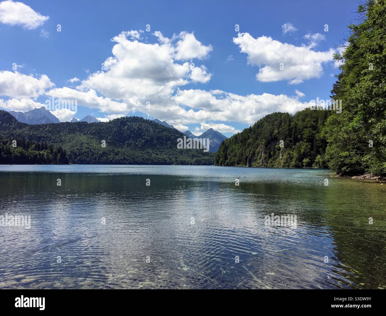 Lac alpsee avec montagnes Banque de photographies et d’images à haute ...