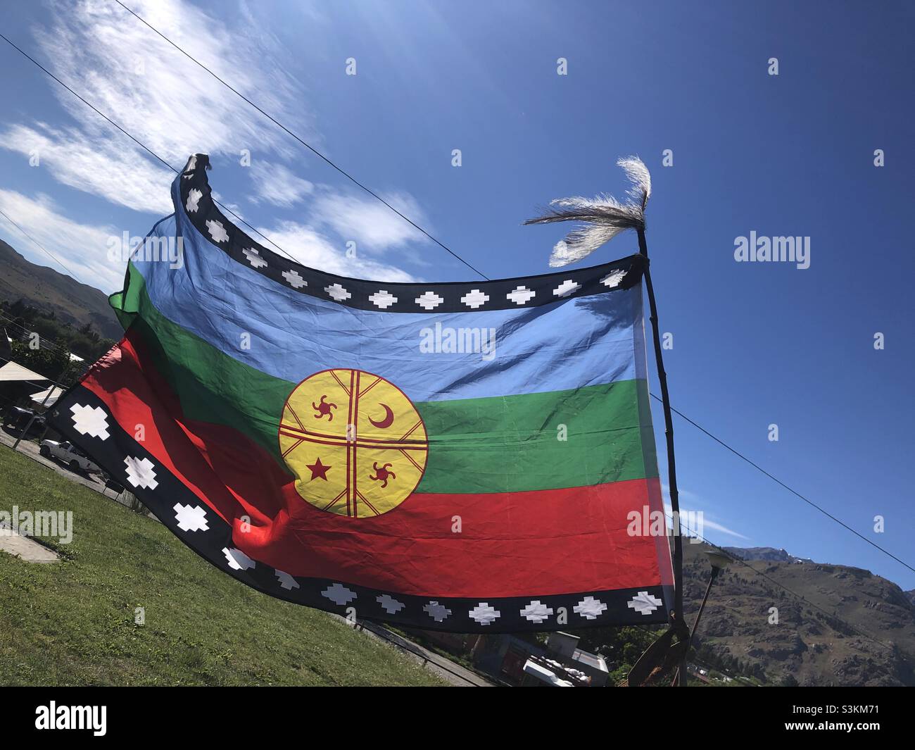 Drapeau de la Mapuche, peuple autochtone de Patagonie du Nord Photo ...