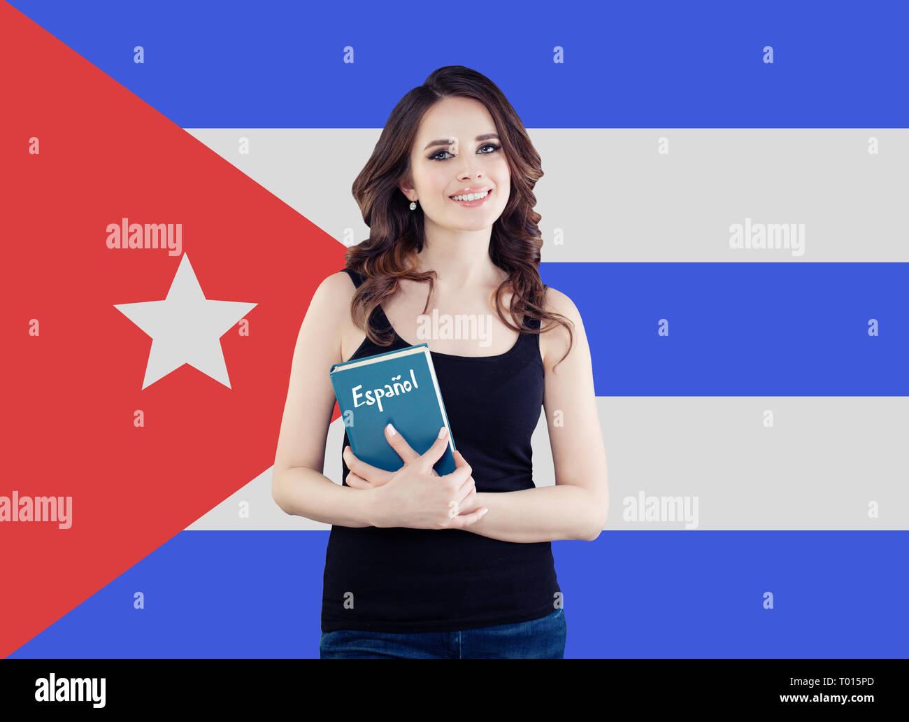 Fille cubaine avec drapeau Banque de photographies et d’images à haute ...