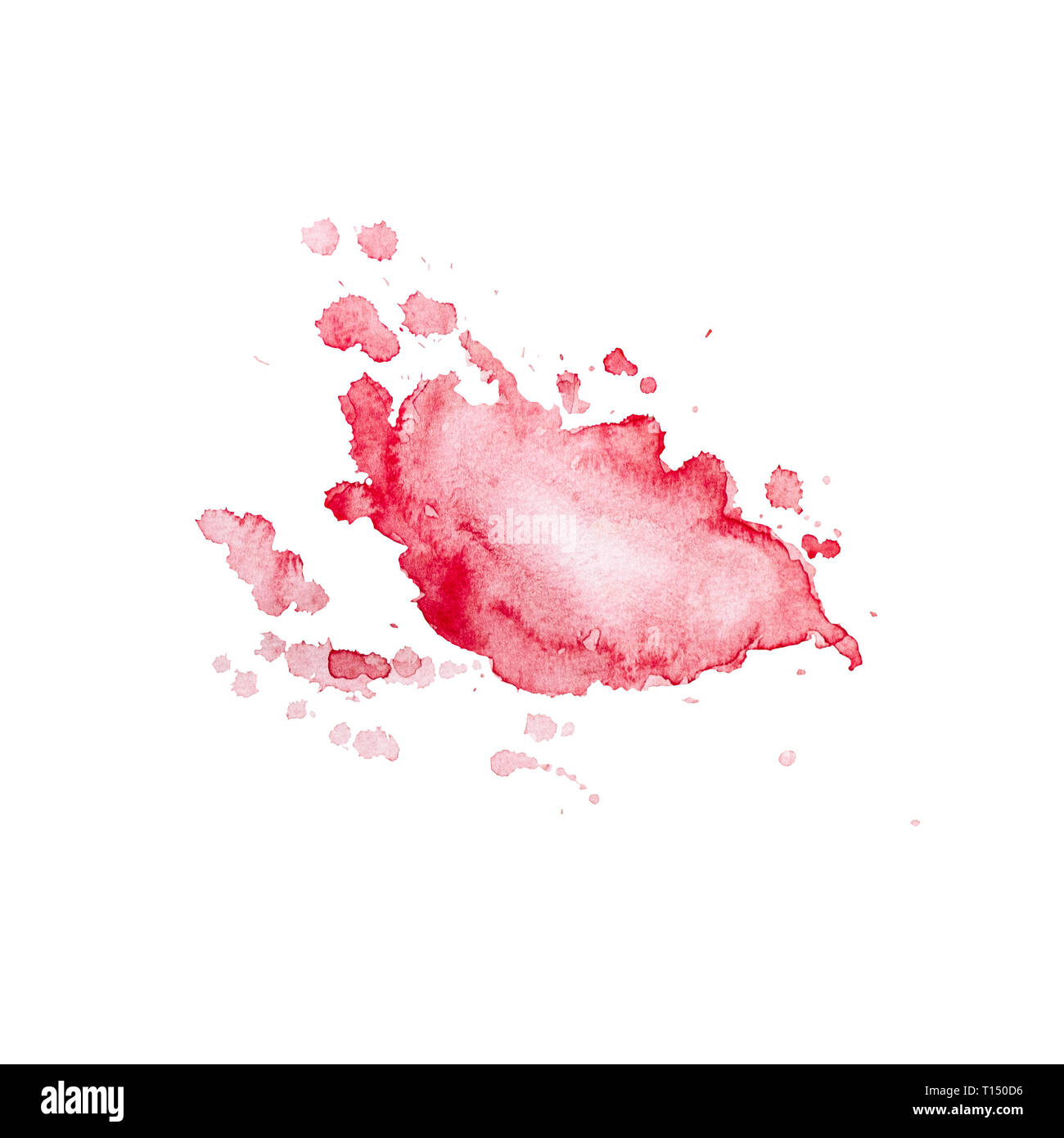 Aquarelle de tache rouge avec les éclaboussures et les taches. Une ...