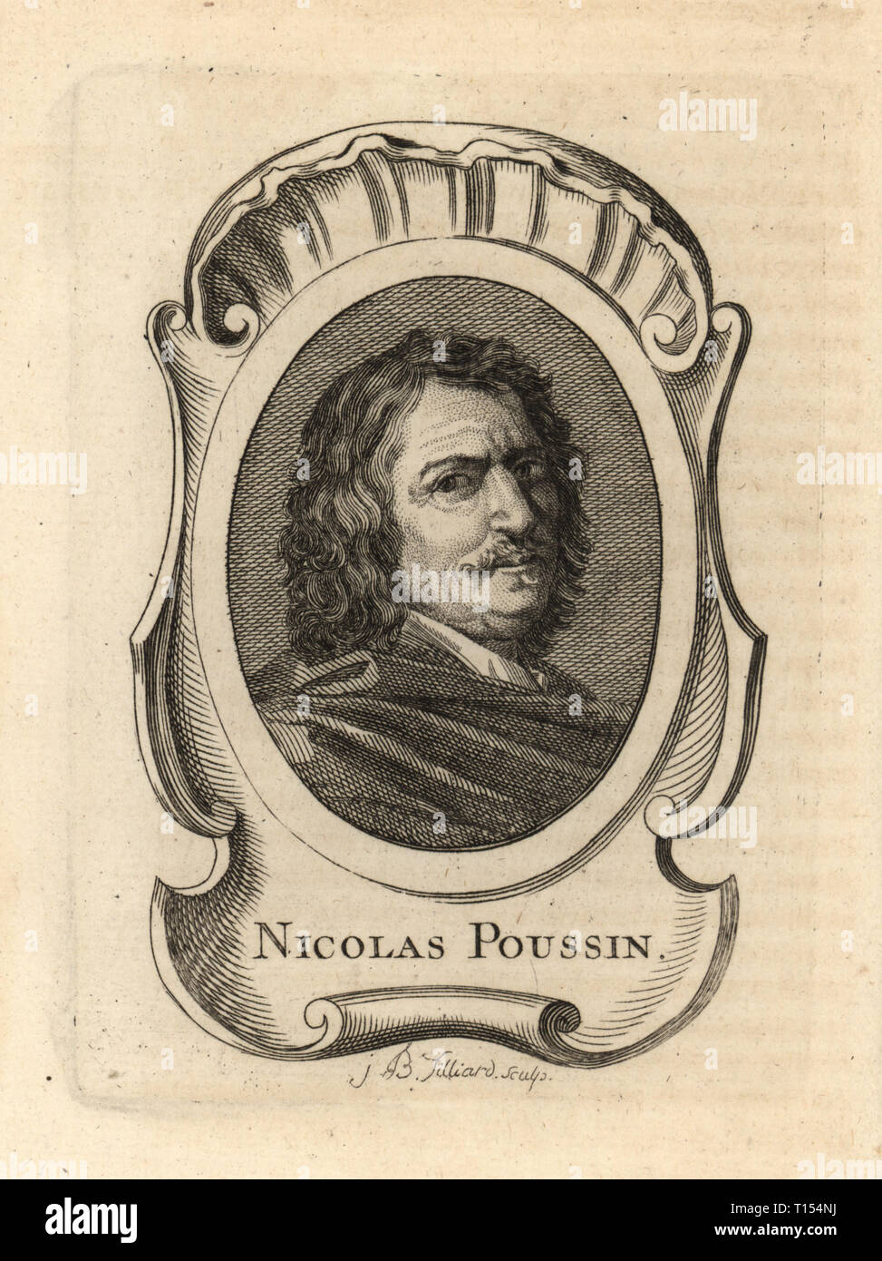 Portrait de Nicolas Poussin, peintre Français, 1594-1665. La gravure ...